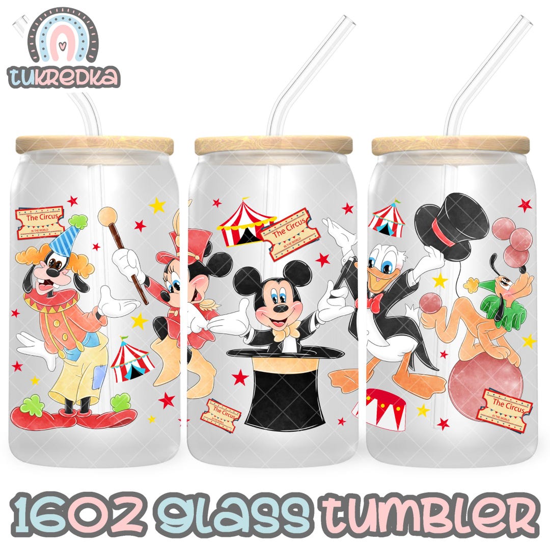Mickey Minnie Mouse Circus Cup PNG File DIGITAL DOWNLOAD 16oz Glass ...