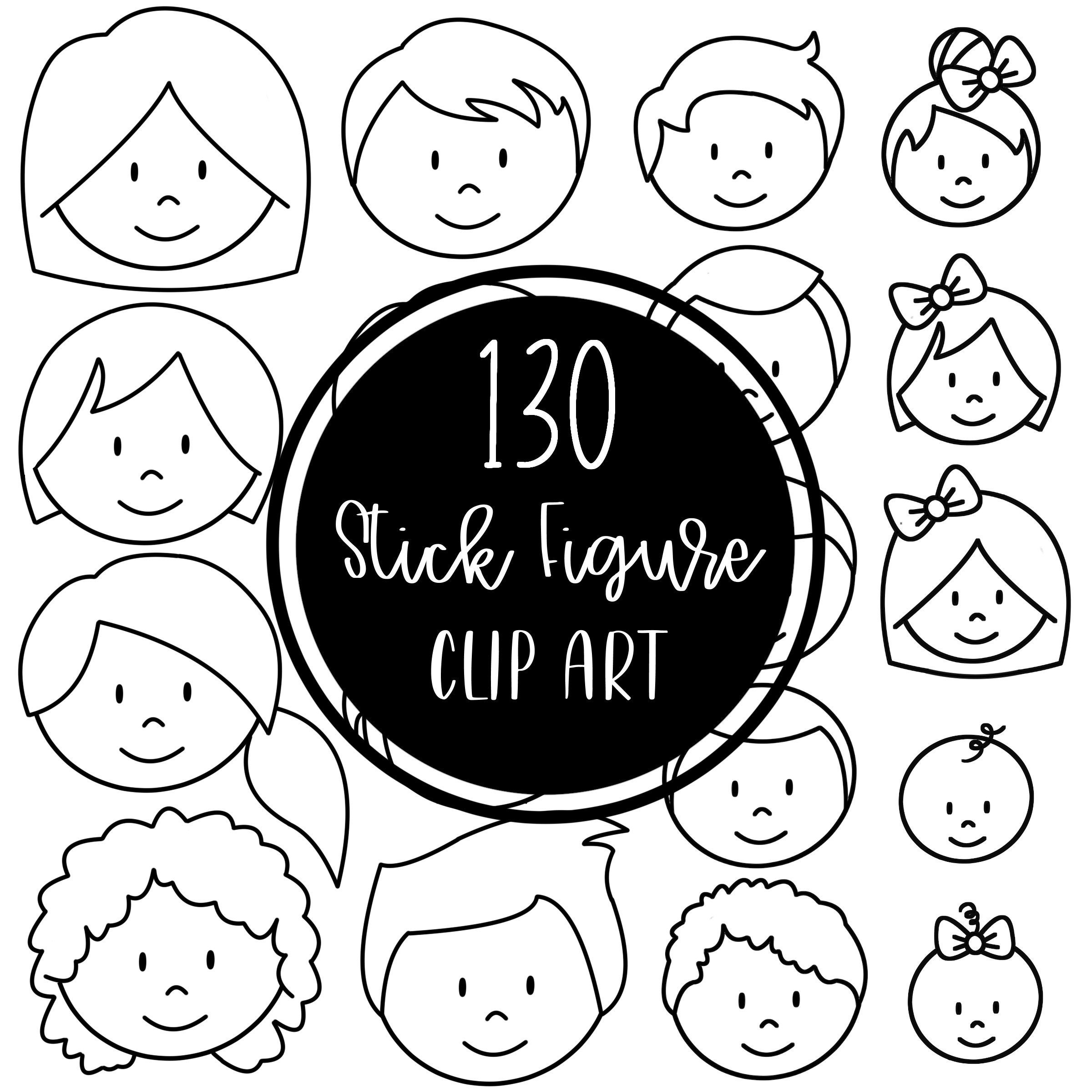 130 Stick Figure Heads Clipart Clip Art, Stick People Family, Download ...