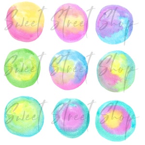 Dots Ombre Pastel Watercolor Handpainted Digital Clipart Multicolor ...
