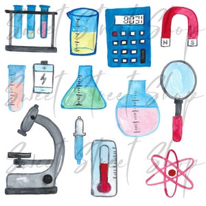 Science Clip Art Watercolor Handpainted Digital Clipart School Clip Art ...