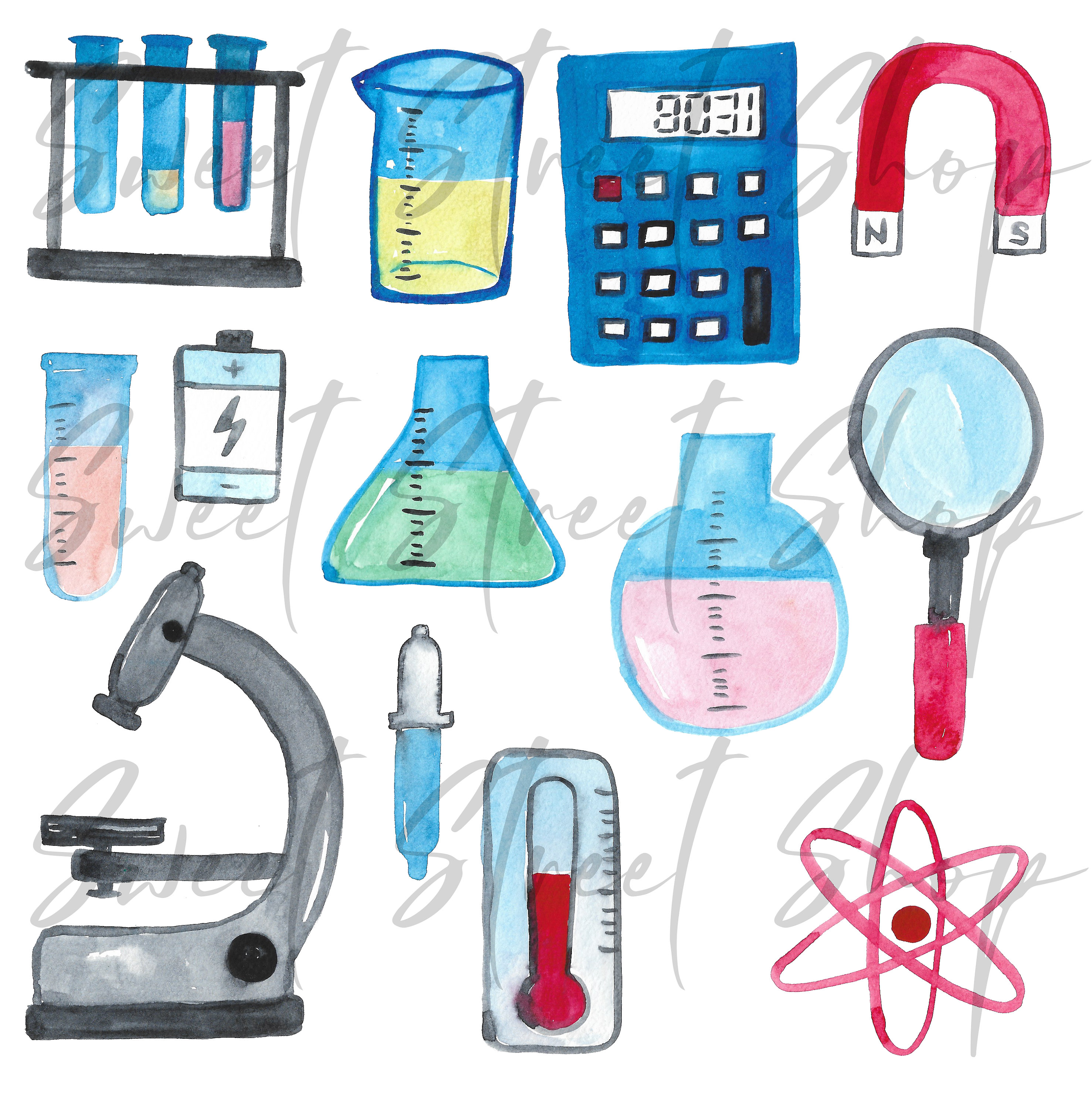 Science Clip Art Watercolor Handpainted Digital Clipart School Clip Art ...
