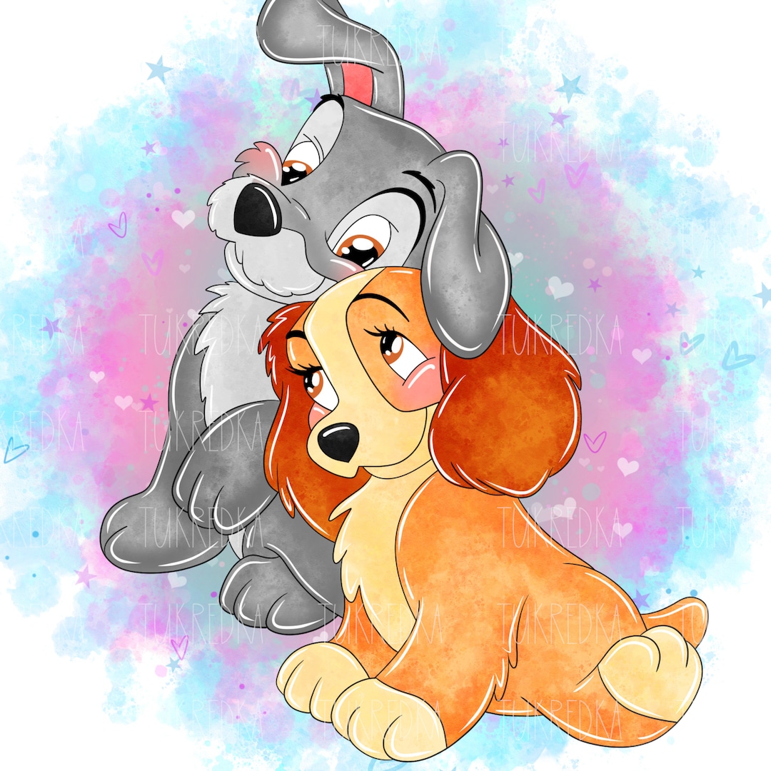 Lady and the Tramp Clip Art PNG, Cartoon Sublimation PNG Clipart ...