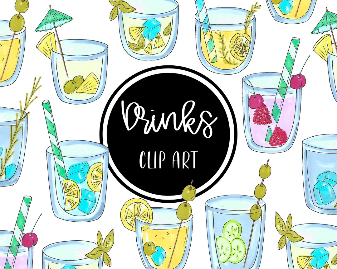 Drinks Hand Drawn Digital Clip Art Food Clipart Cards Download Free ...