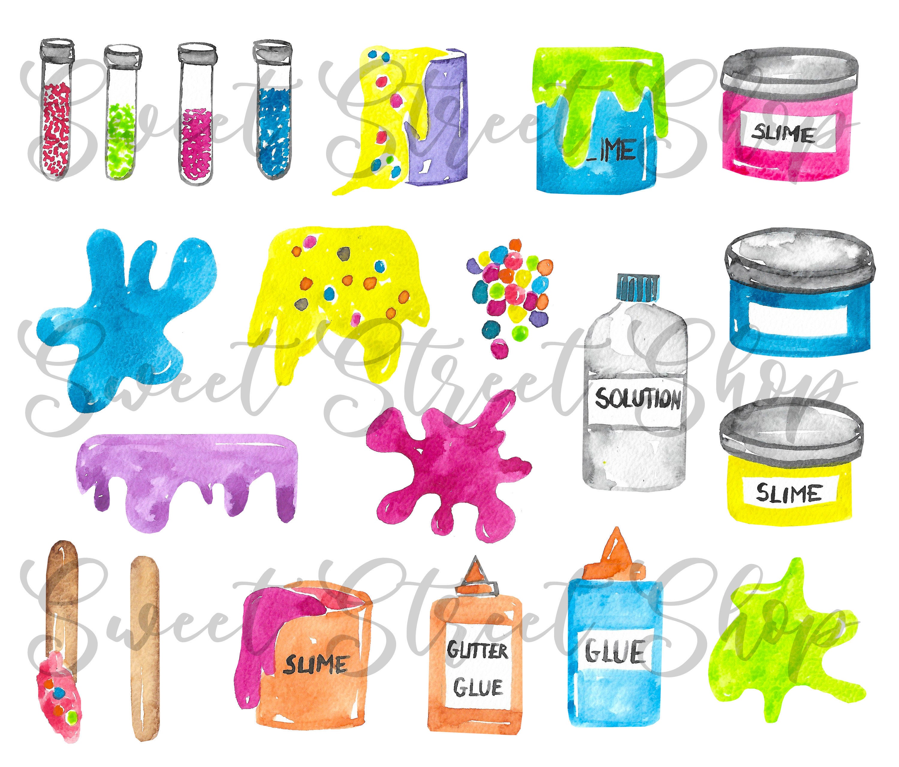 Slime Clip Art Watercolor Handpainted Digital Dripping Borders - Etsy