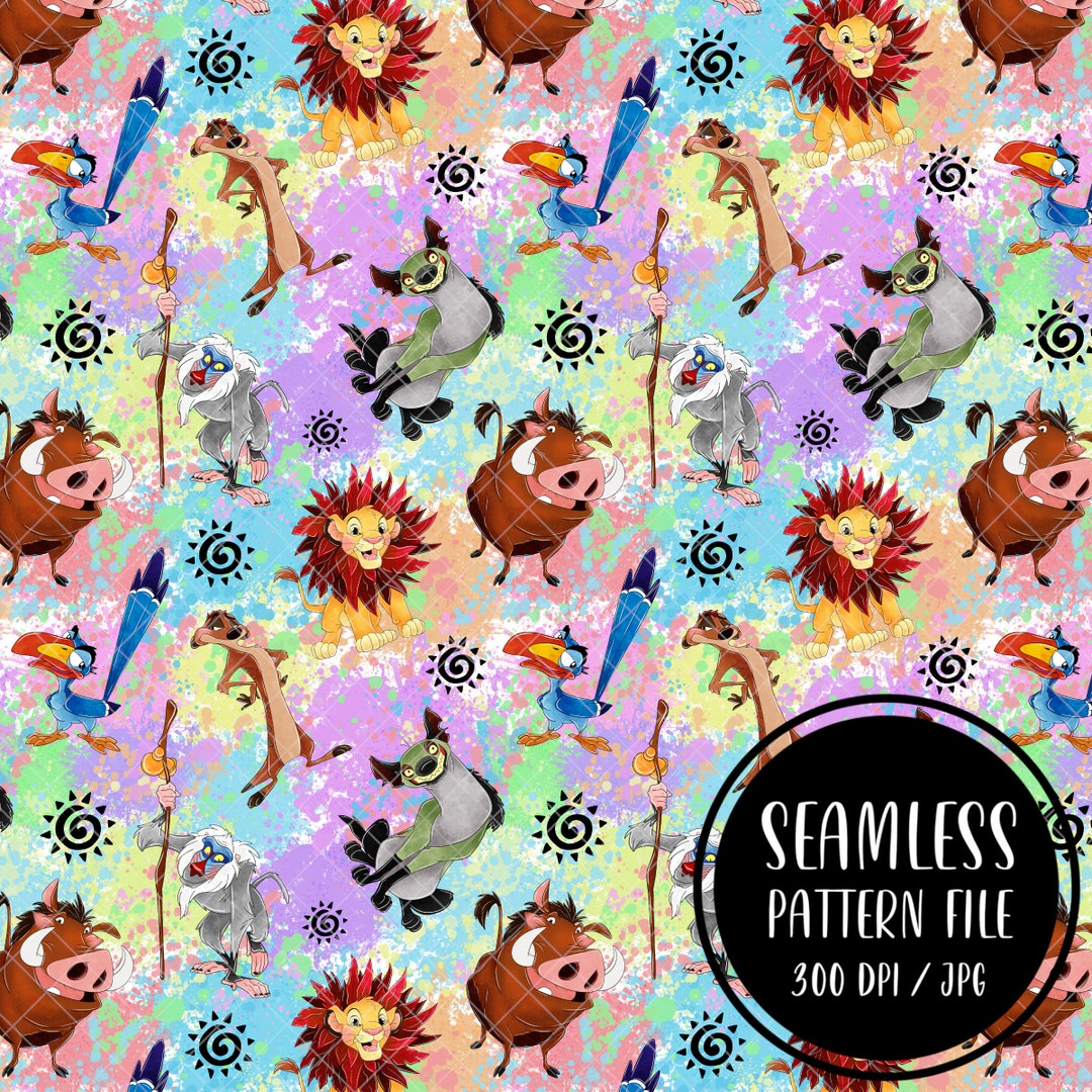 The Lion King Simba Pumbaa Timon Seamless Pattern, Digital Paper ...