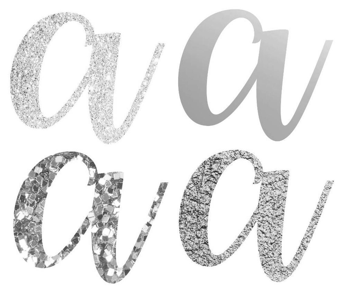 Alphabet Clip Art Glitter Foil Silver Alphabet Cards Download - Etsy