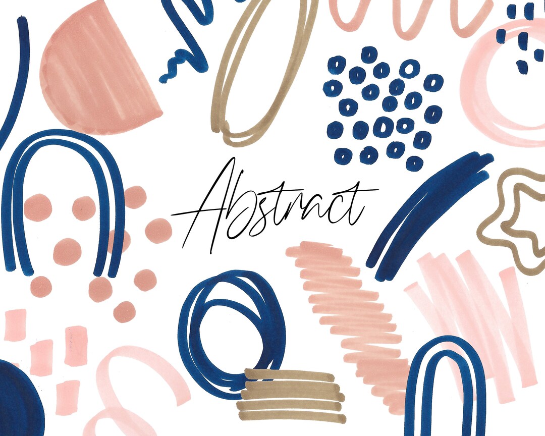Abstract Shapes Clipart Watercolor Handpainted Digital Clipart Boho ...