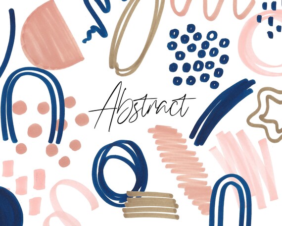 Abstract Shapes Clipart Watercolor Handpainted Digital Clipart | Etsy