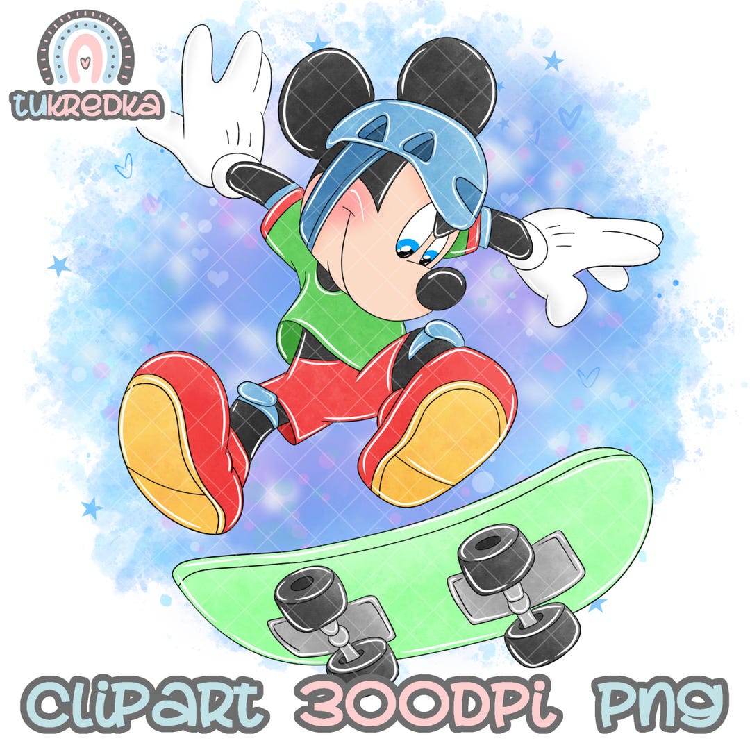 Mickey Mouse Skateboard Clipart, PNG Clip Art, Mickey Minnie Mouse and ...