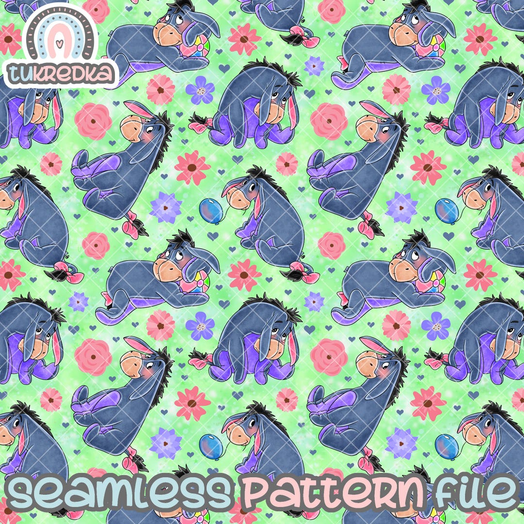 Winnie the Pooh Eeyore Seamless Pattern, Digital Paper Background ...