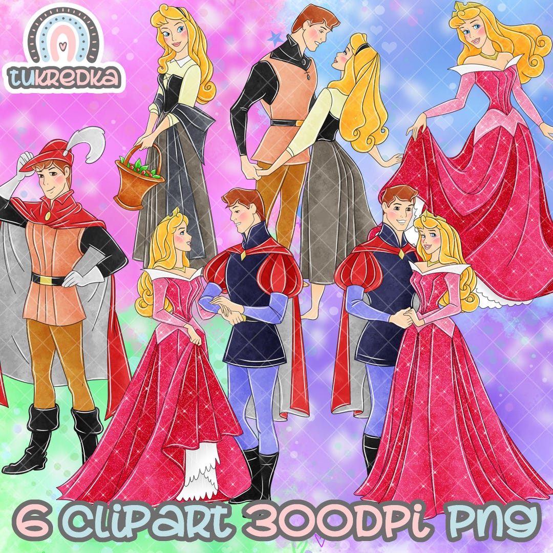 Set of Princess Aurora Clip Art, Sleeping Beauty PNG Clipart, Cartoon ...