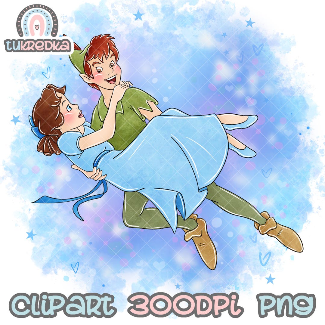 Peter Pan Wendy Cute Clip Art PNG, Cartoon Clipart Sublimation PNG ...
