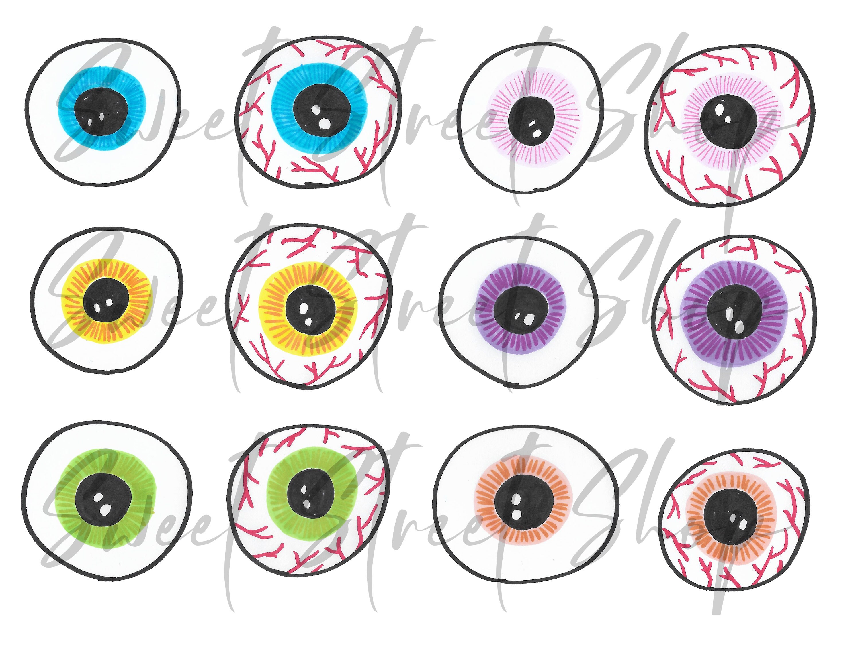 Eyes Eye Eyeball Clip Art Watercolor Handpainted Digital - Etsy