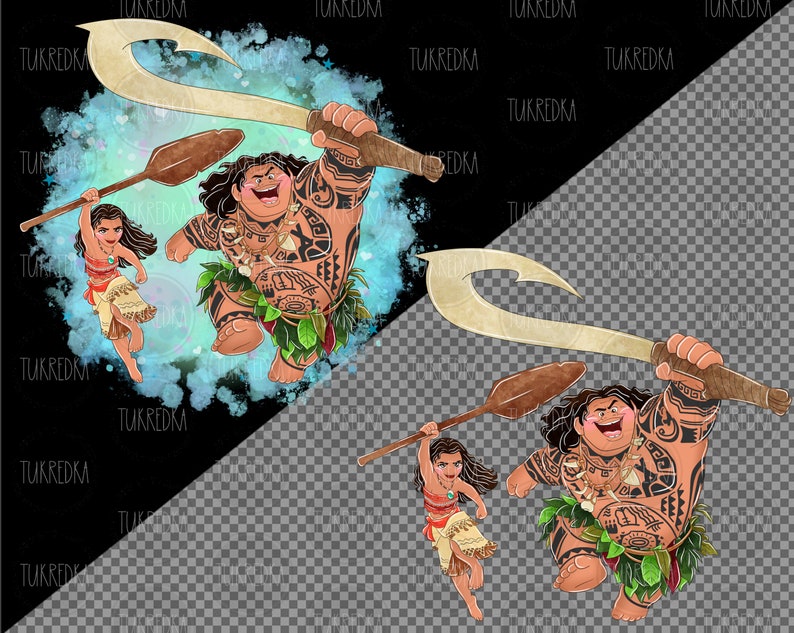 Princess Moana Maui Clipart Sublimation PNG, Vaiana Clipart, Cartoon ...