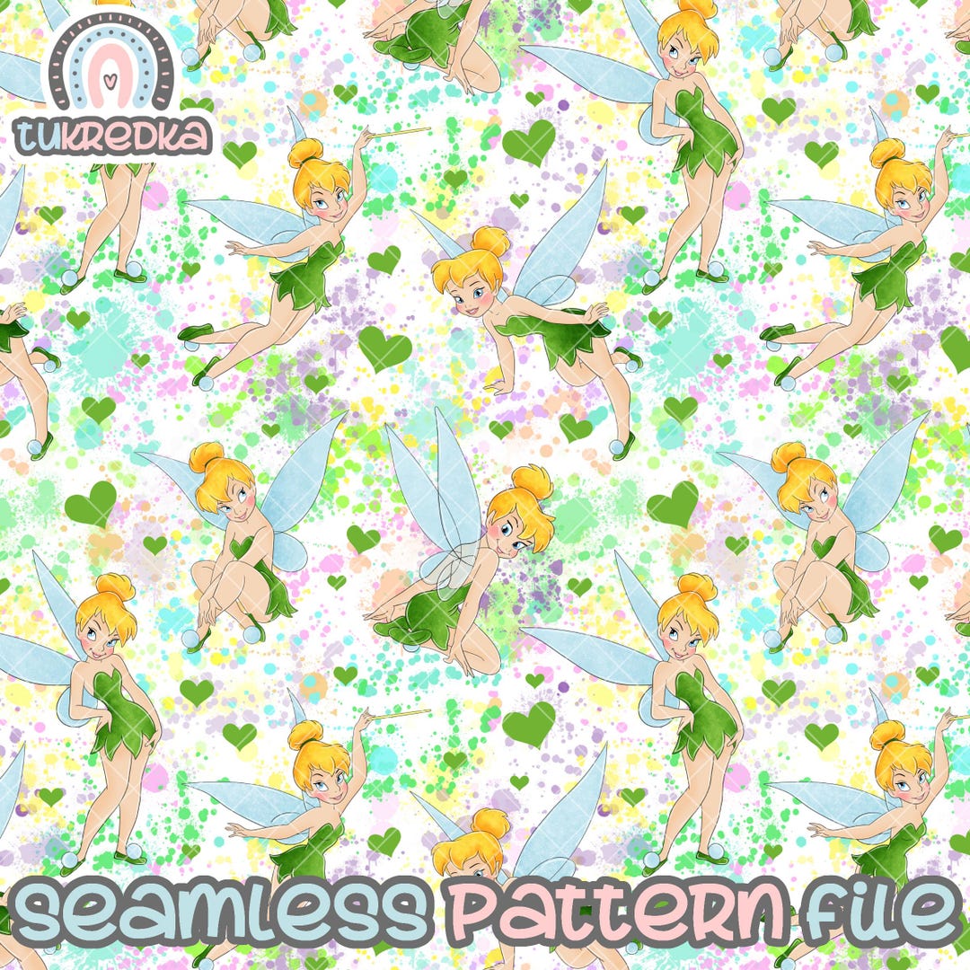 Tinkerbell Seamless Pattern, Digital Paper Background Download JPG - Etsy