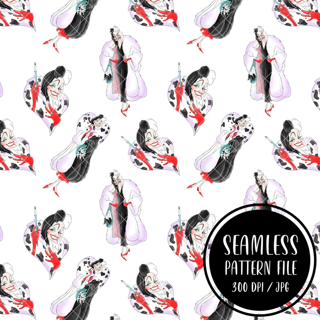 101 Dalmatians Dog Cruella Seamless Pattern, Digital Paper Background Download JPG - Etsy