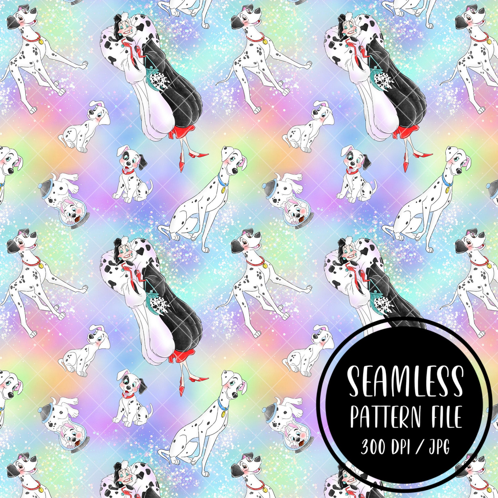 Cruella 101 Dalmatians Dog Seamless Pattern, Digital Paper Background Download Free Commercial ...