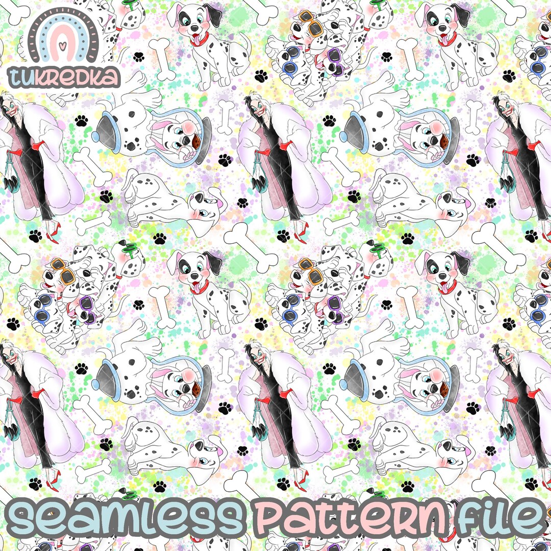 101 Dalmatians Dog Seamless Pattern, Digital Paper Background Download ...