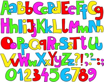 Alphabet Clip Art Watercolor Doodle Clipart Cards Download | Etsy