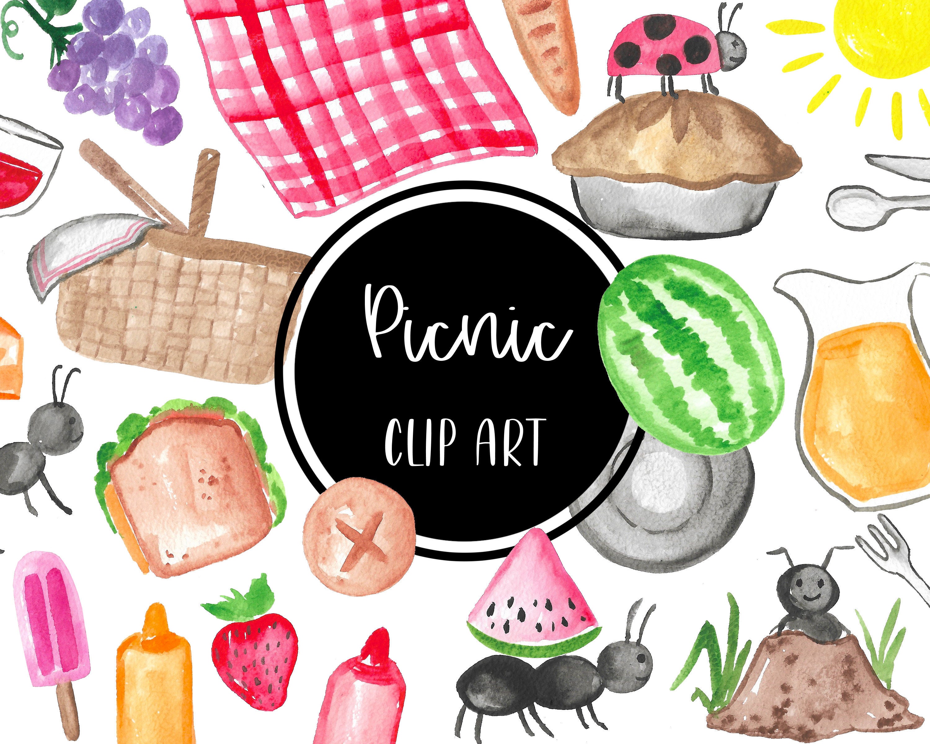 Picnic Basket With Food Clipart Free