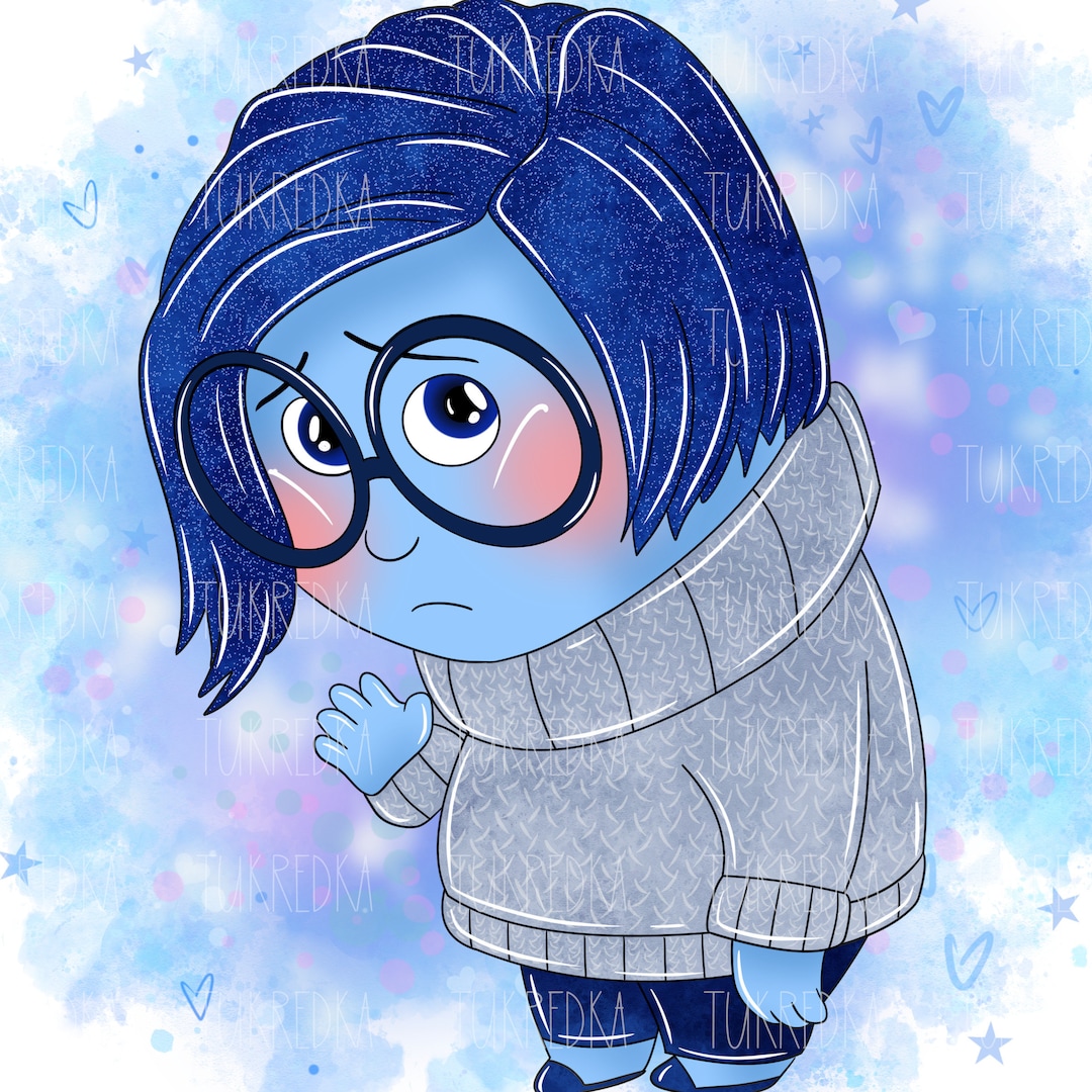 Inside Out Sadness Clip Art PNG, Hand Drawn Cartoon Clipart Sublimation ...