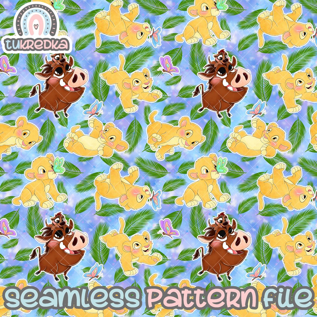 The Lion King Simba Seamless Pattern, Digital Paper Background Download ...