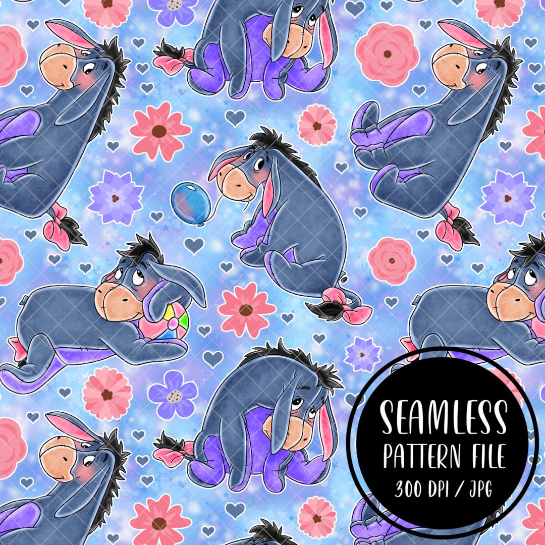 Winnie the Pooh Eeyore Seamless Pattern, Digital Paper Background ...