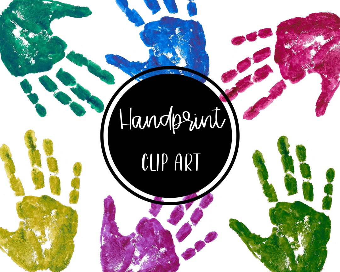 Handprint Clip Art Watercolor Handpainted Digital Clipart Hand Children ...