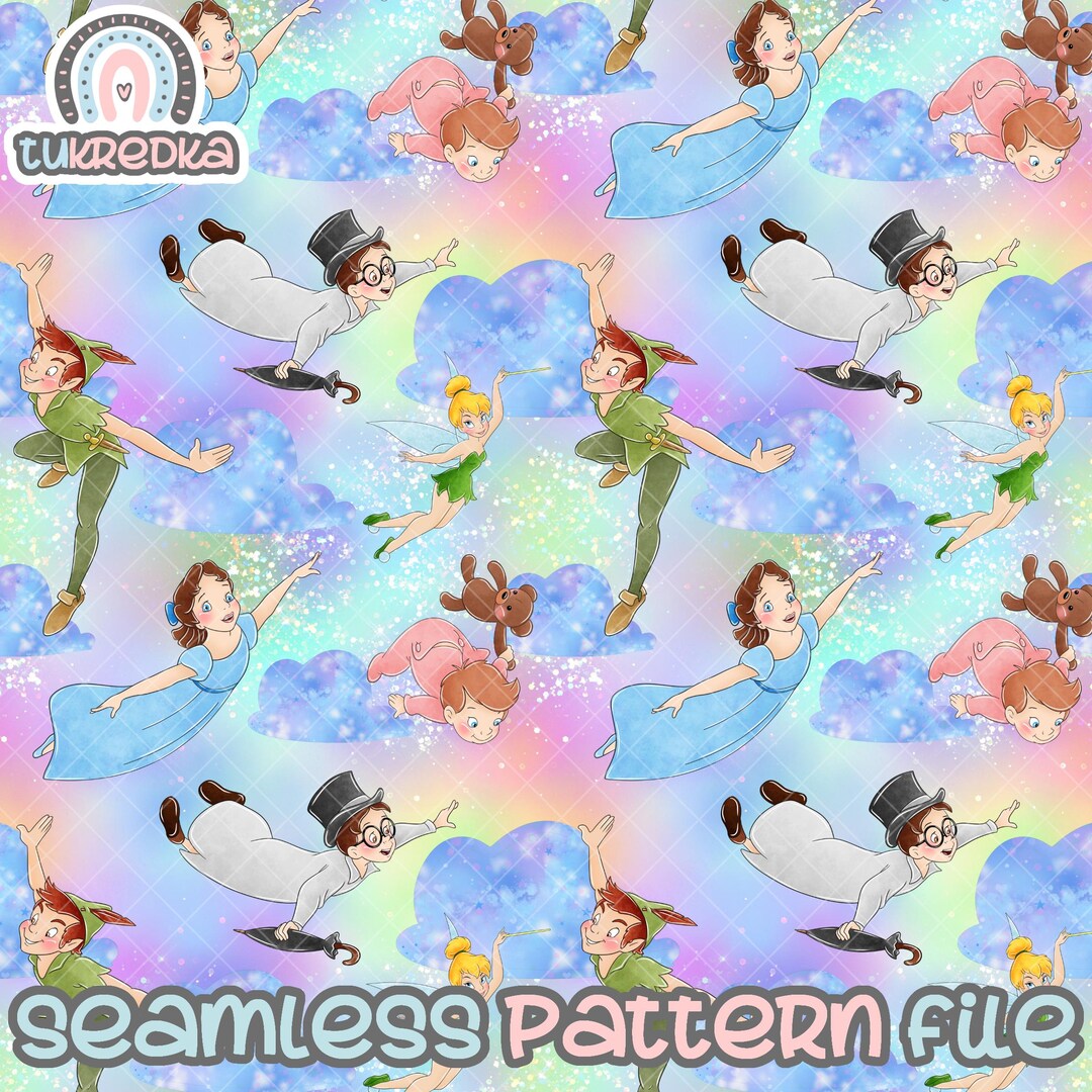 Peter Pan Seamless Pattern, Digital Paper Background Download JPG - Etsy