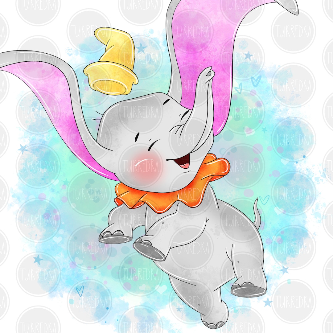 Dumbo Cute Clip Art PNG, Cartoon Dumbo Clipart Sublimation PNG - Etsy