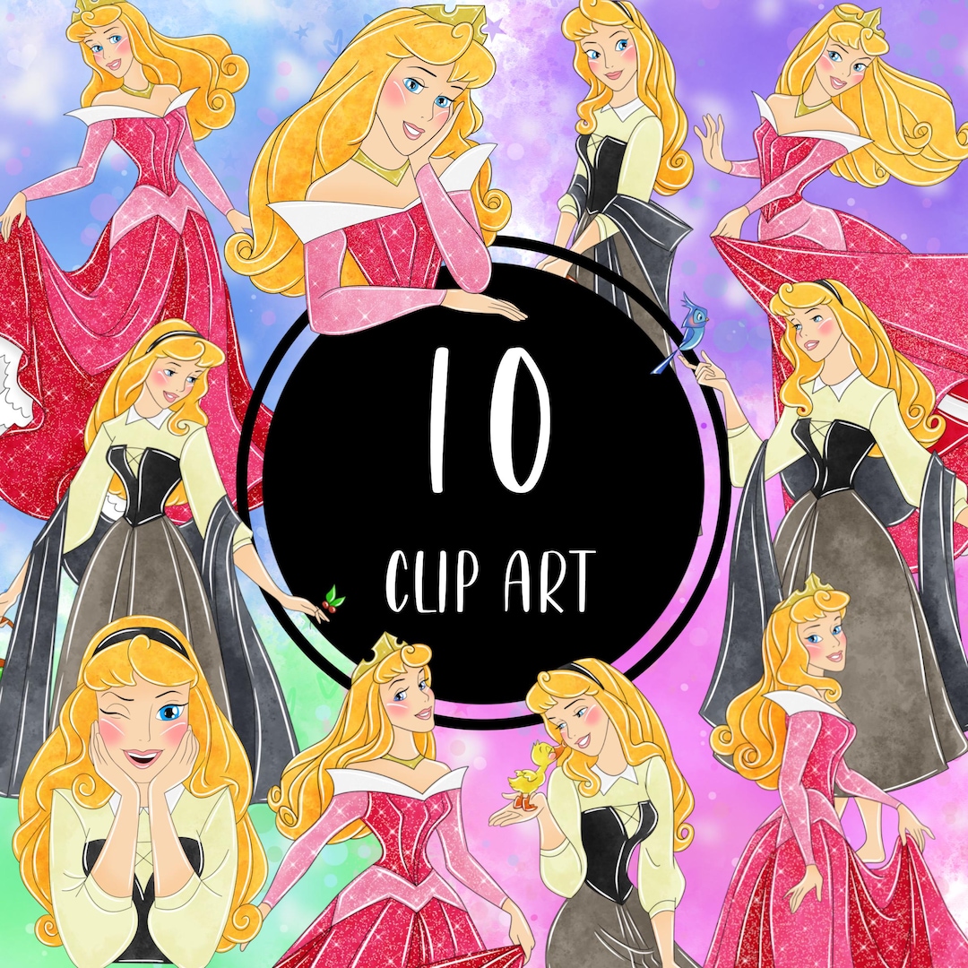 Set of Princess Aurora Clip Art, Sleeping Beauty PNG Clipart, Cartoon ...