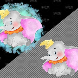 Dumbo Cute Clip Art PNG, Cartoon Dumbo Clipart Sublimation PNG - Etsy