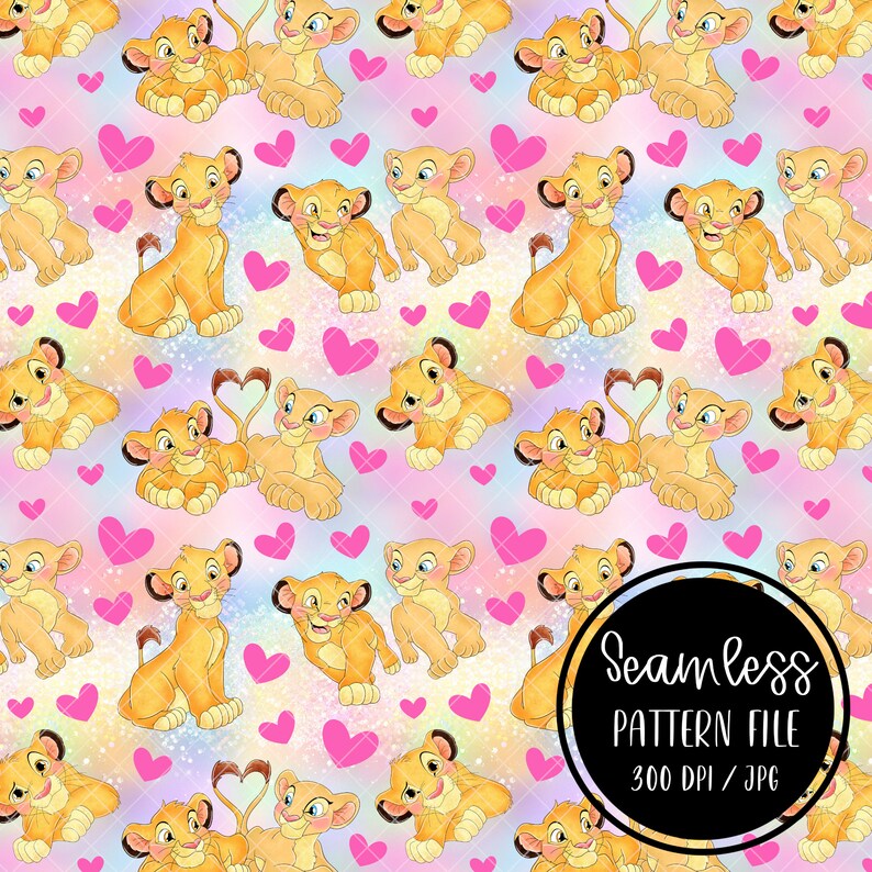 The Lion King Simba Seamless Pattern, Digital Paper Background Download ...