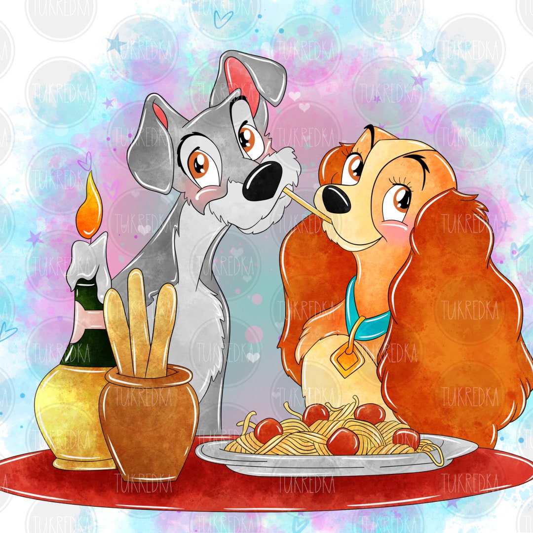 Lady and the Tramp Clip Art PNG, Cartoon Sublimation PNG Clipart ...