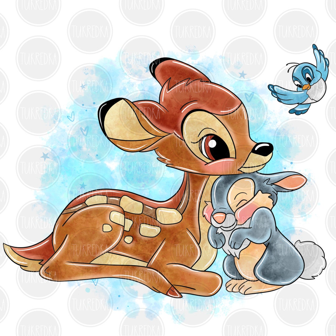 Bambi and Thumper Rabbit Cute Clip Art PNG, Cartoon Clipart Sublimation ...