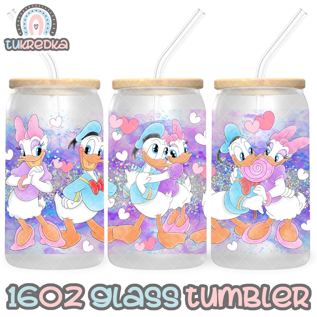 Donald Duck Daisy Cup PNG File DIGITAL DOWNLOAD 16oz Glass Tumbler ...