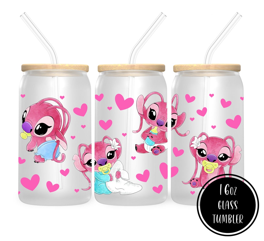 Stitch and Angel Cup PNG File DIGITAL DOWNLOAD 16oz Glass Tumbler ...