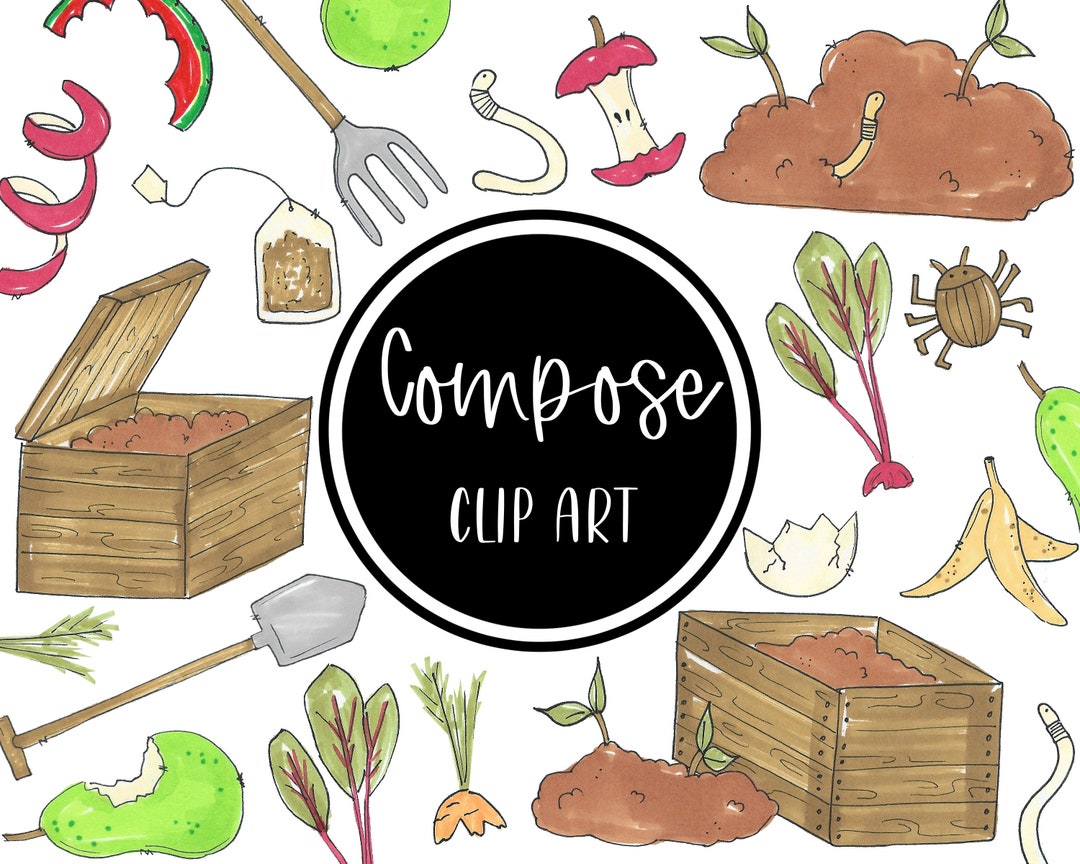 Compose Clip Art Watercolor Handpainted Garden Earth Day Eco Compost ...