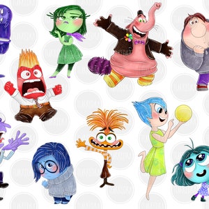 Set of Inside Out Clip Art PNG, Hand Drawn Cartoon Clipart Sublimation ...