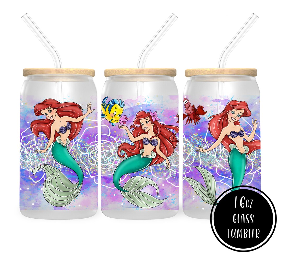 Princess Ariel Cup PNG File DIGITAL DOWNLOAD 16oz Glass Tumbler Design ...