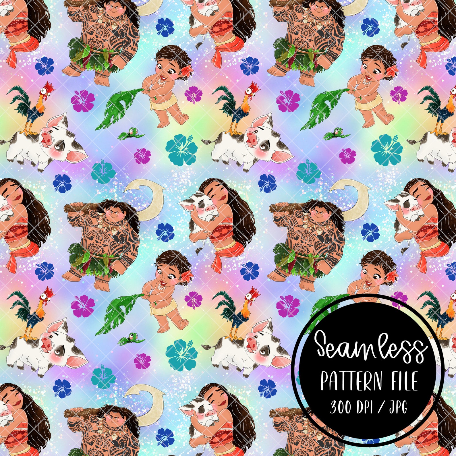 Princess Moana Seamless Pattern, Digital Paper Background Download Free ...