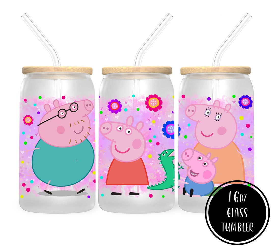 Peppa Pig Cup PNG File DIGITAL DOWNLOAD 16oz Glass Tumbler Design, 16oz Libby Cup Wrap - Etsy