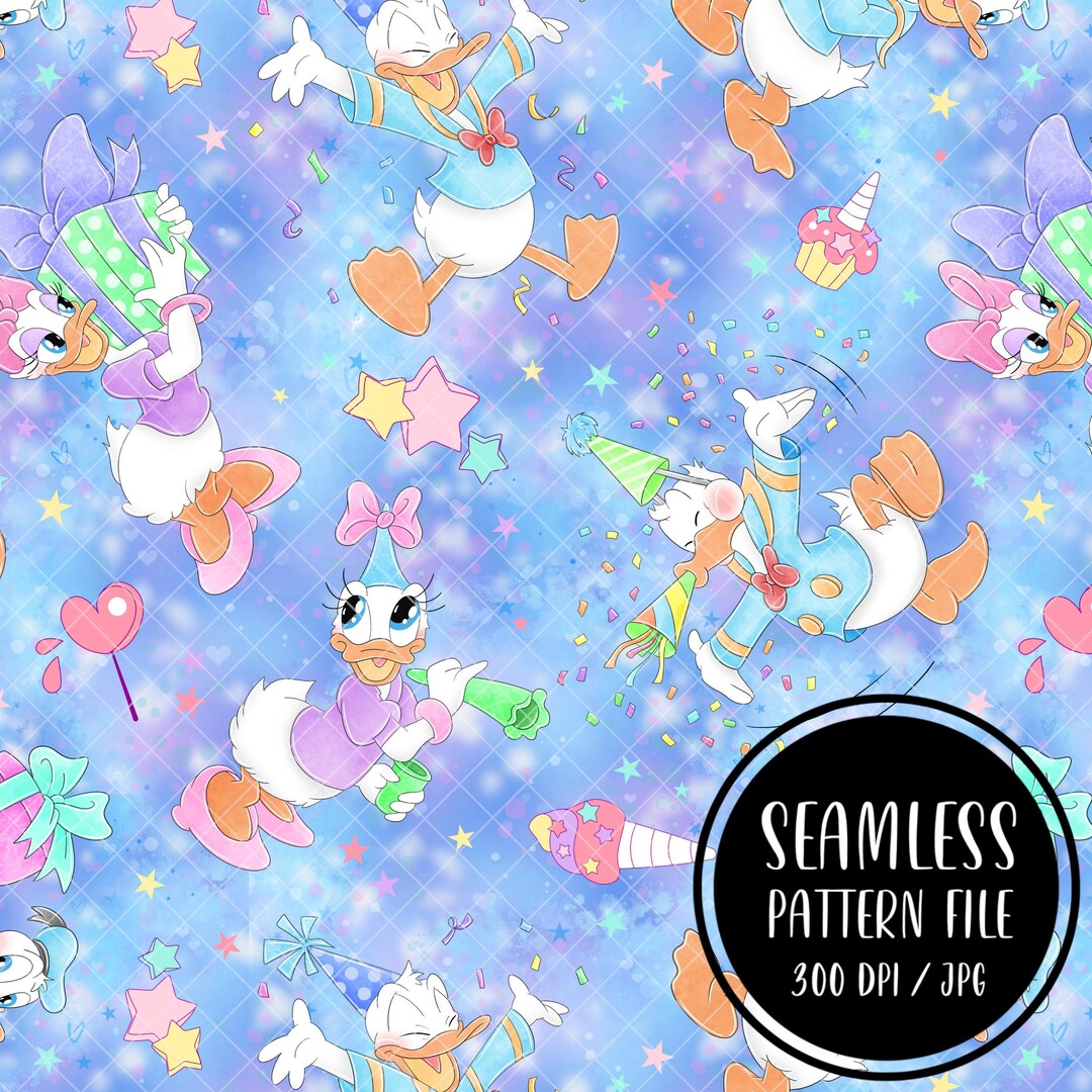 Donald Duck Daisy Seamless Pattern, Digital Paper Background, Mickey ...