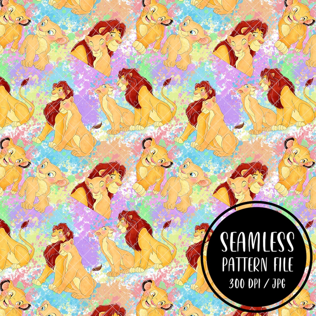 The Lion King Simba Seamless Pattern, Digital Paper Background Download ...