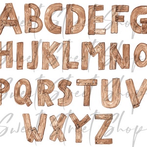 Alphabet Wood Clip Art Watercolor Clipart Cards Download Free ...