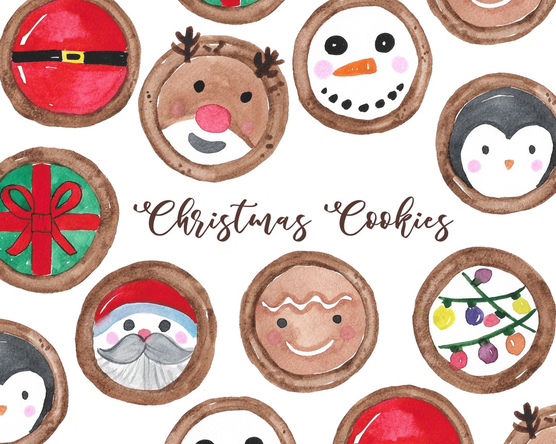 Christmas Cookies Clip Art Watercolor Handpainted Digital Clipart ...