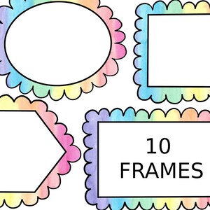 Frames Doodle Border Rainbow Clipart Handpainted Digital Clipart Frame ...