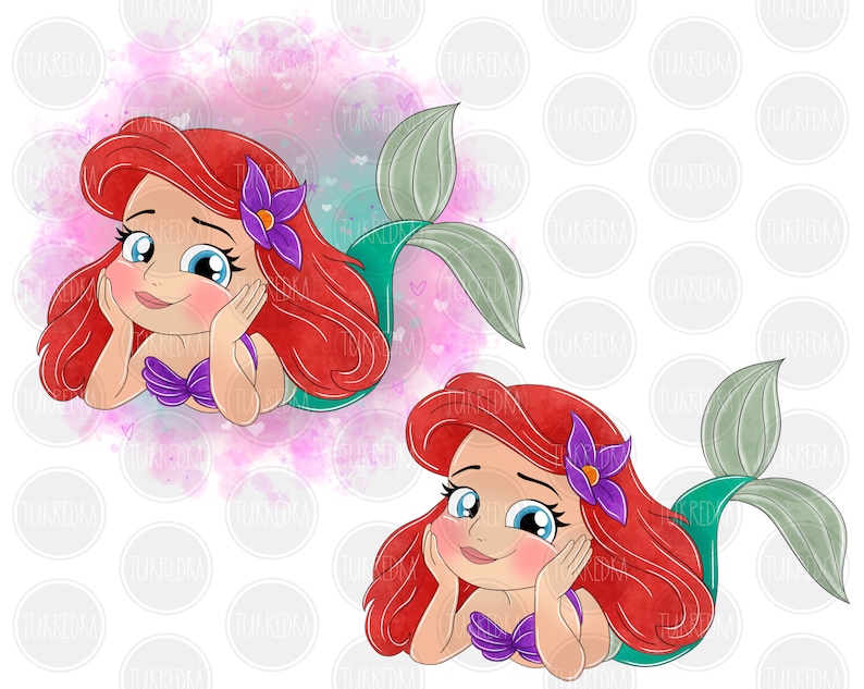 Baby Toddler Princess Ariel Clip Art, the Little Mermaid PNG Clip Art ...