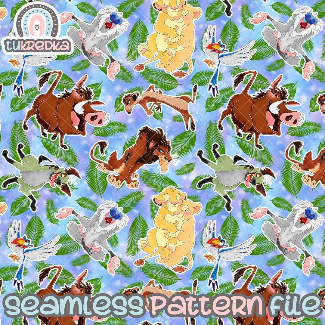 The Lion King Simba Pumba Timon Seamless Pattern, Digital Paper ...