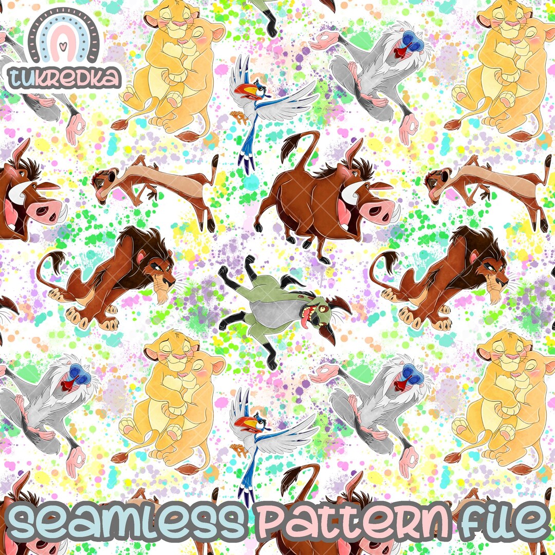 The Lion King Simba Pumba Timon Seamless Pattern, Digital Paper ...